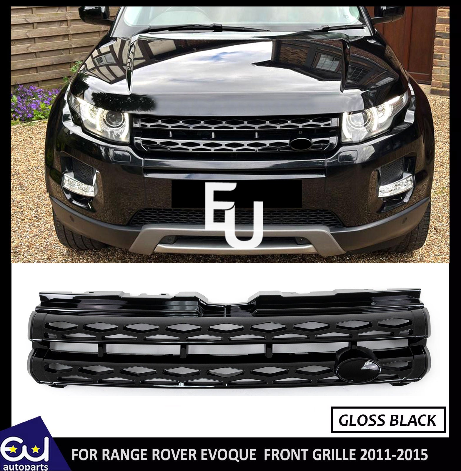 KAP UK KAPEVQ-D1 Gloss Black Front Grille For Range Rover Evoque 2011 ...