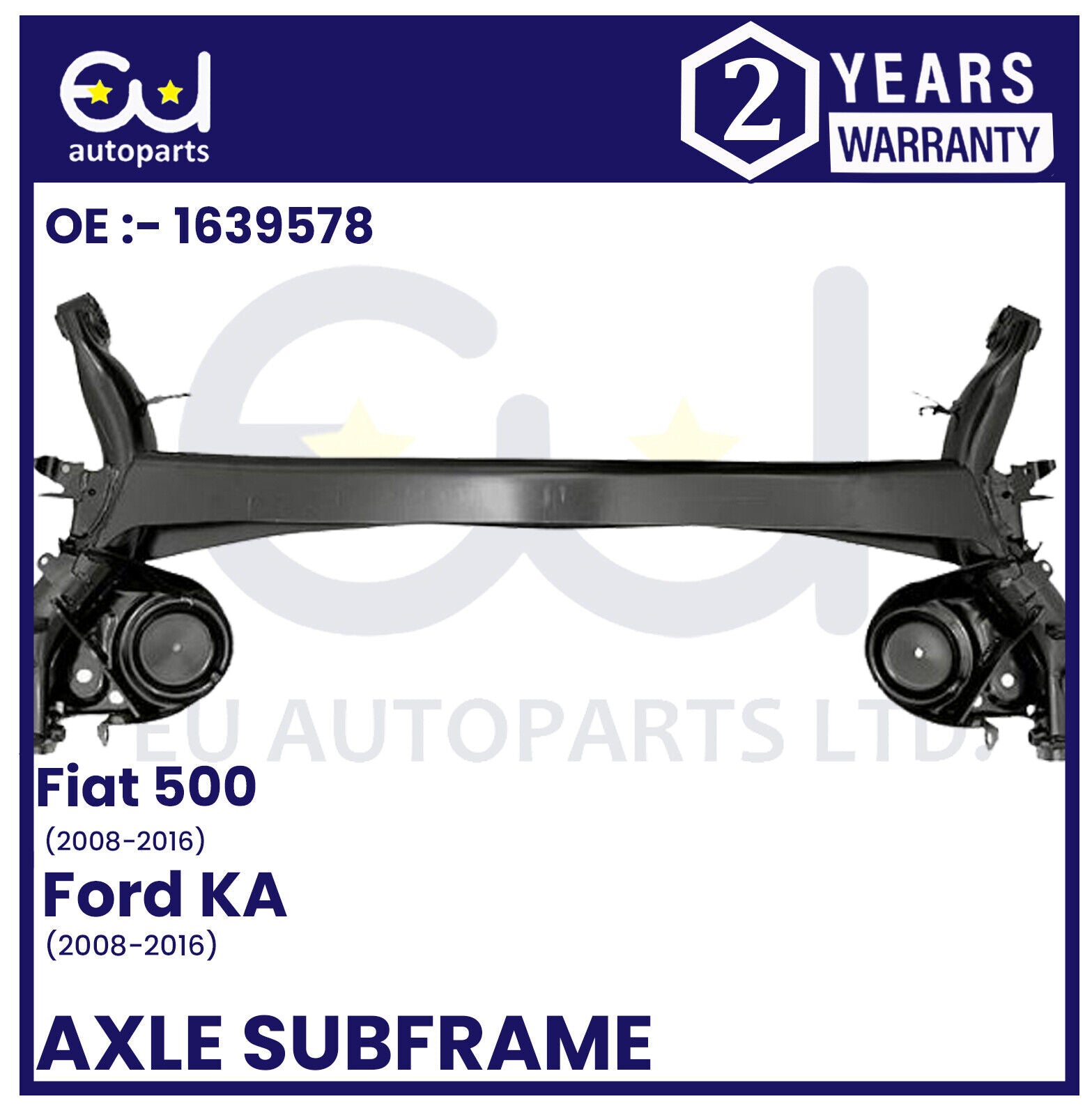 HEAVY DUTY REAR AXLE SUBFRAME FOR FORD KA 08-16 FIAT 500 0.5MM THICKER