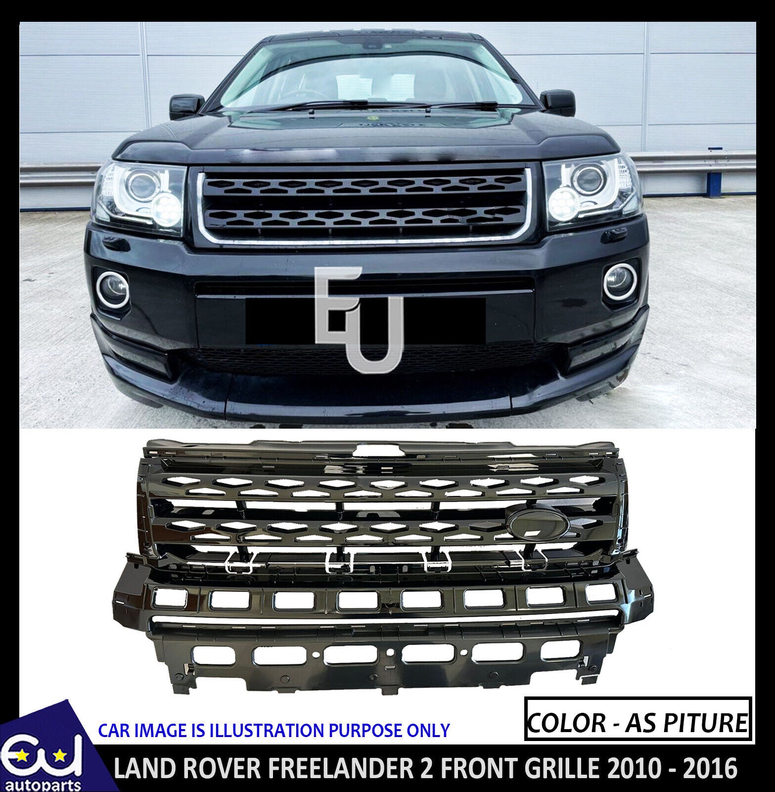 FIT LAND ROVER FREELANDER 2 LR2 2010-2016 FRONT GRILL GRILLE BLACK BUM