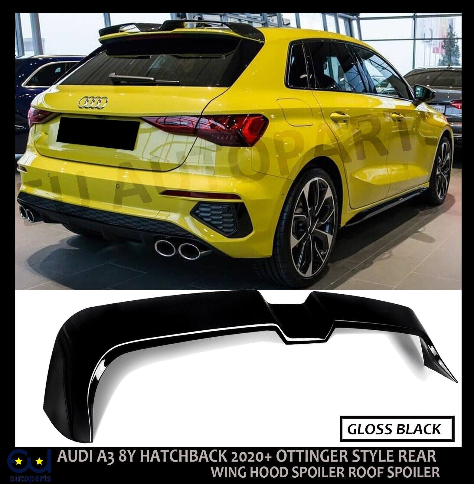 REAR ROOF BOOT SPOILER WING OETTINGER STYLE FOR AUDI A3 RS3 8Y HATCHBA