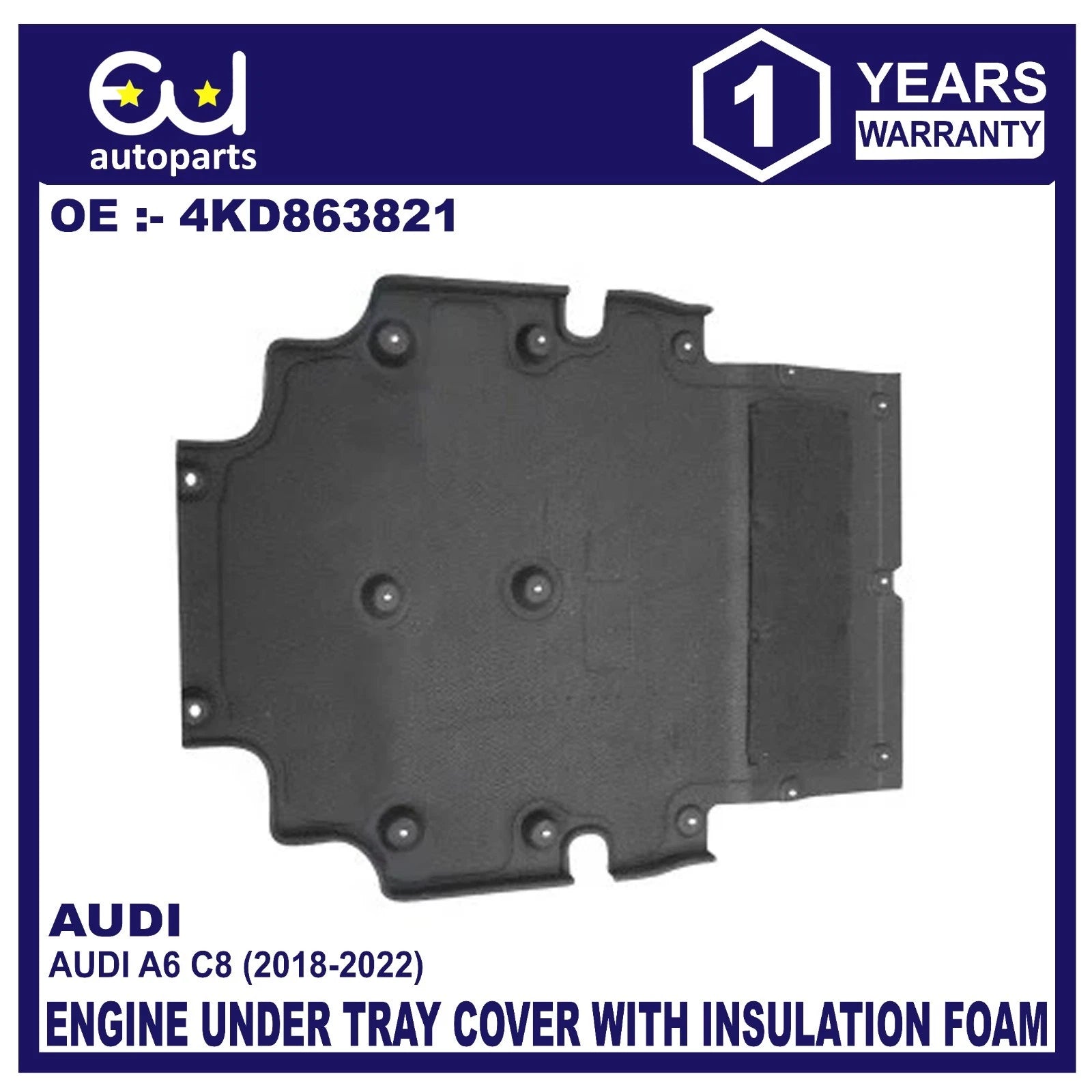 FOR AUDI A6 C8 2018-2022 ENGINE UNDER TRAY COVER UNDERTRAY WITH INSULA