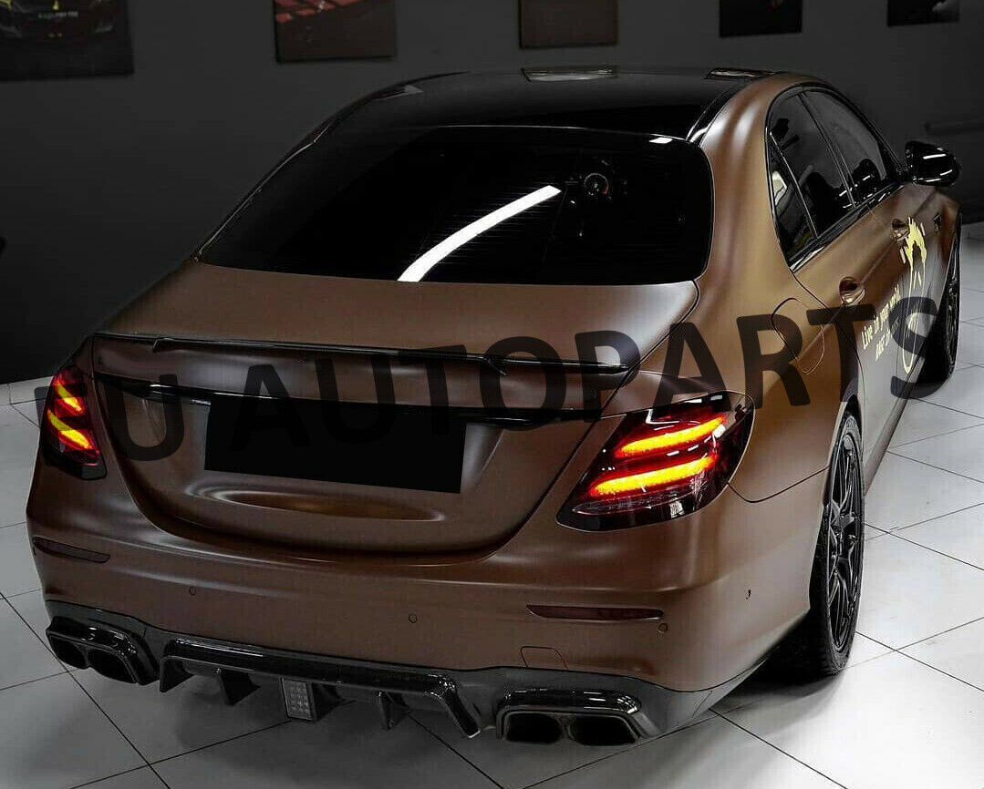 FOR MERCEDES BENZ E CLASS W213 BRABUS LOOK GLOSS BLK REAR DIFFUSER AND