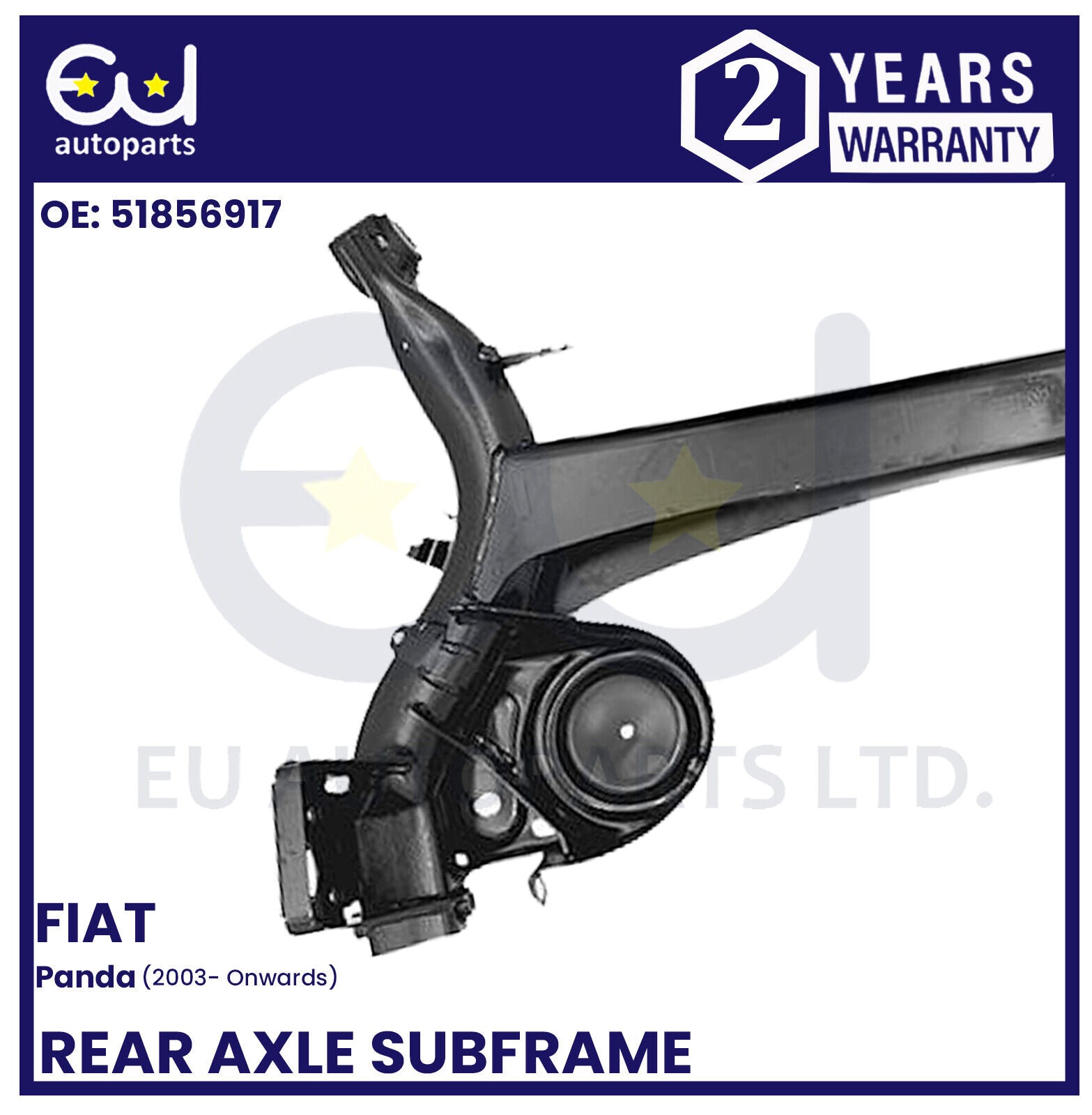 UPGRADED HEAVY DUTY REAR AXLE SUBFRAME FOR FIAT PANDA 03- THICKER META