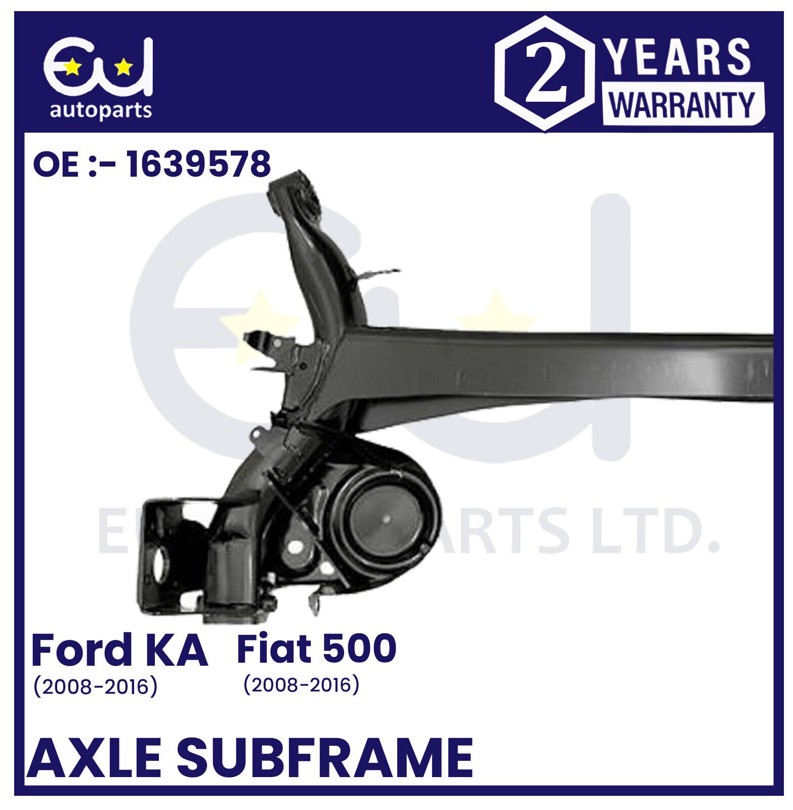 HEAVY DUTY REAR AXLE SUBFRAME FOR FORD KA 08-16 FIAT 500 0.5MM THICKER