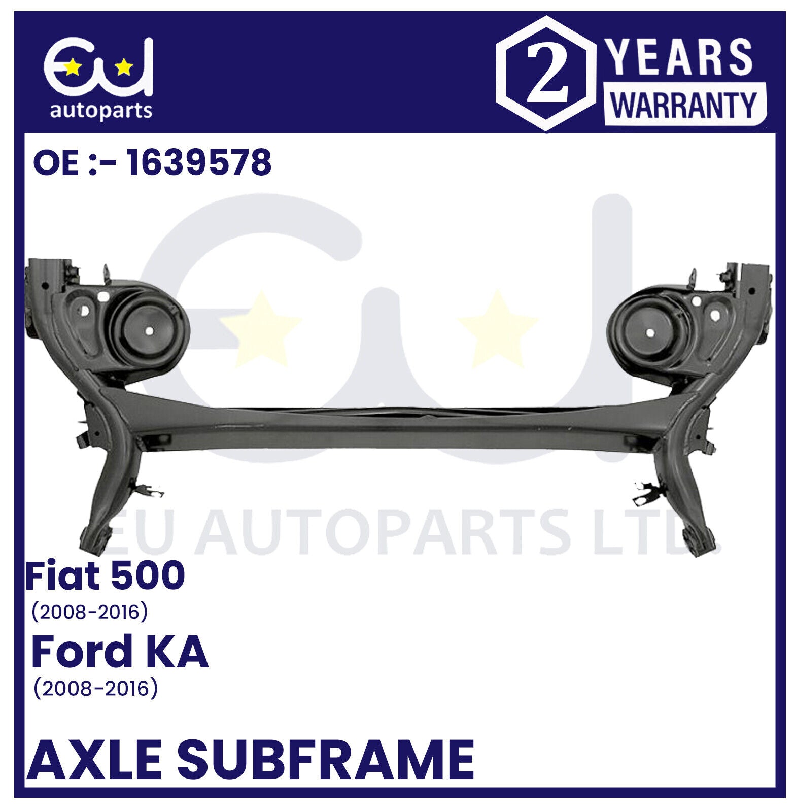 HEAVY DUTY REAR AXLE SUBFRAME FOR FORD KA 08-16 FIAT 500 0.5MM THICKER