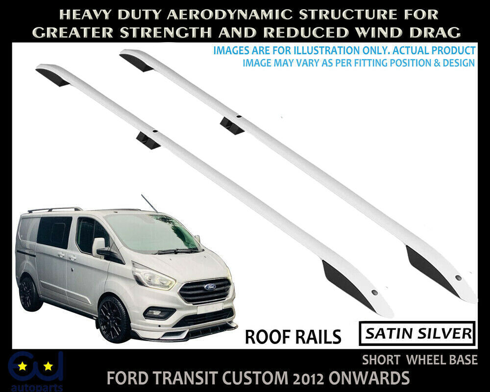 FORD TRANSIT CUSTOM ROOF RACK RAILS - SATIN SILVER LWB TOURNEO CUSTOM