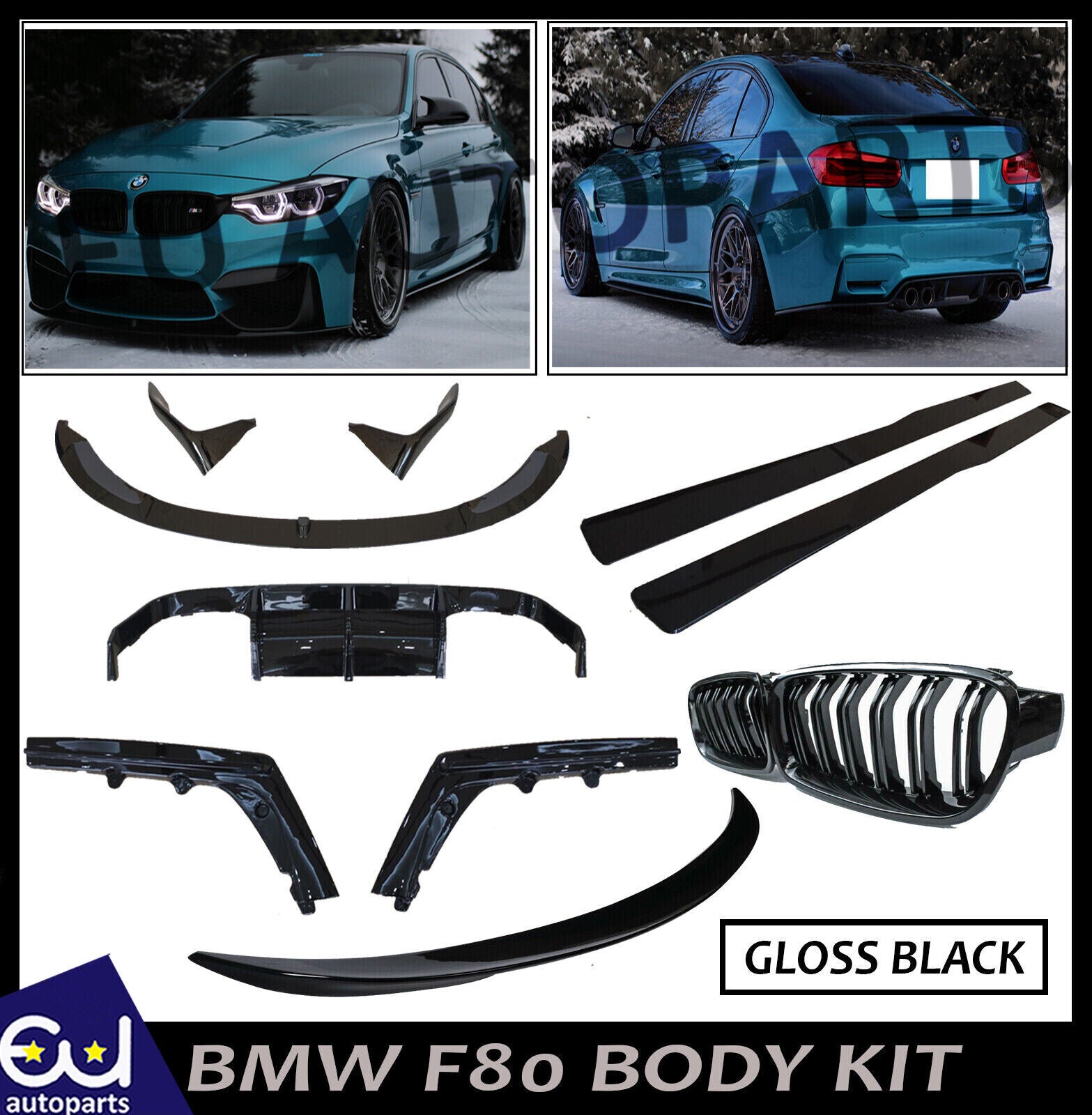 FOR BMW F80 M PERFORMANCE M3 BODYKIT SPLITTER FRONT LIP SIDE SKIRT REA