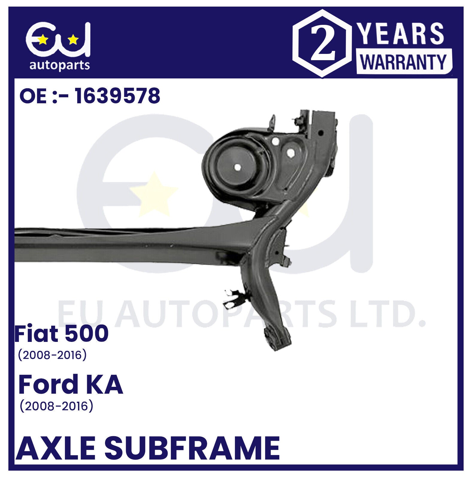 HEAVY DUTY REAR AXLE SUBFRAME FOR FORD KA 08-16 FIAT 500 0.5MM THICKER