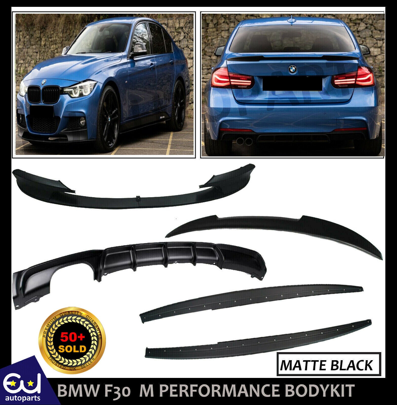 FOR BMW F30 M PERFORMANCE BODYKIT BODY KIT MATTE FRONT SPLITTER DIFFUS