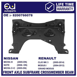 FRONT SUBFRAME CROSSMEMBER FOR NISSAN NOTE MICRA (MANUAL) RENAULT CLIO