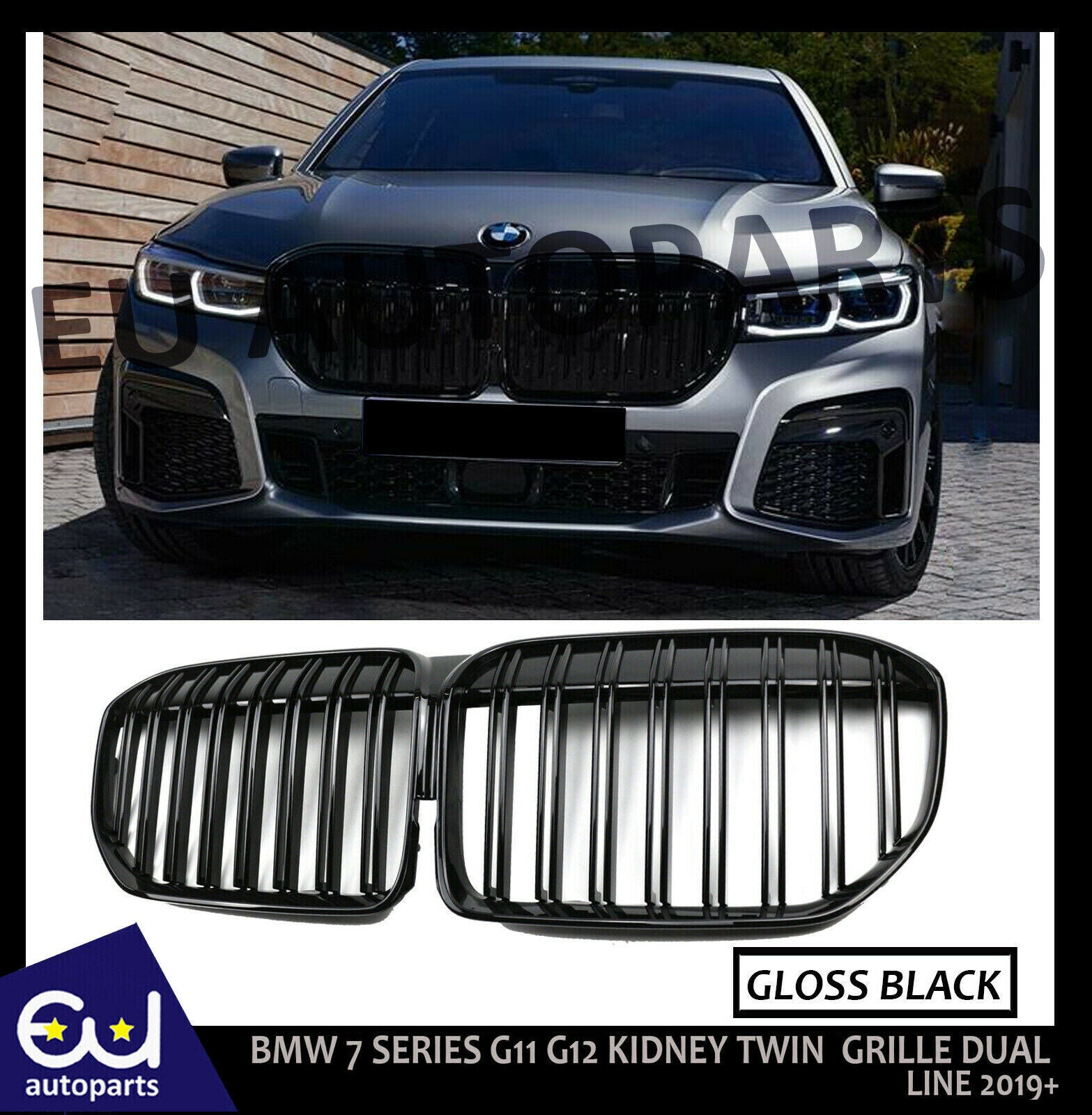 FOR BMW 7 SERIES 19+ G11 G12 LCI KIDNEY TWIN GRILL GRILLE GLOSS BLACK