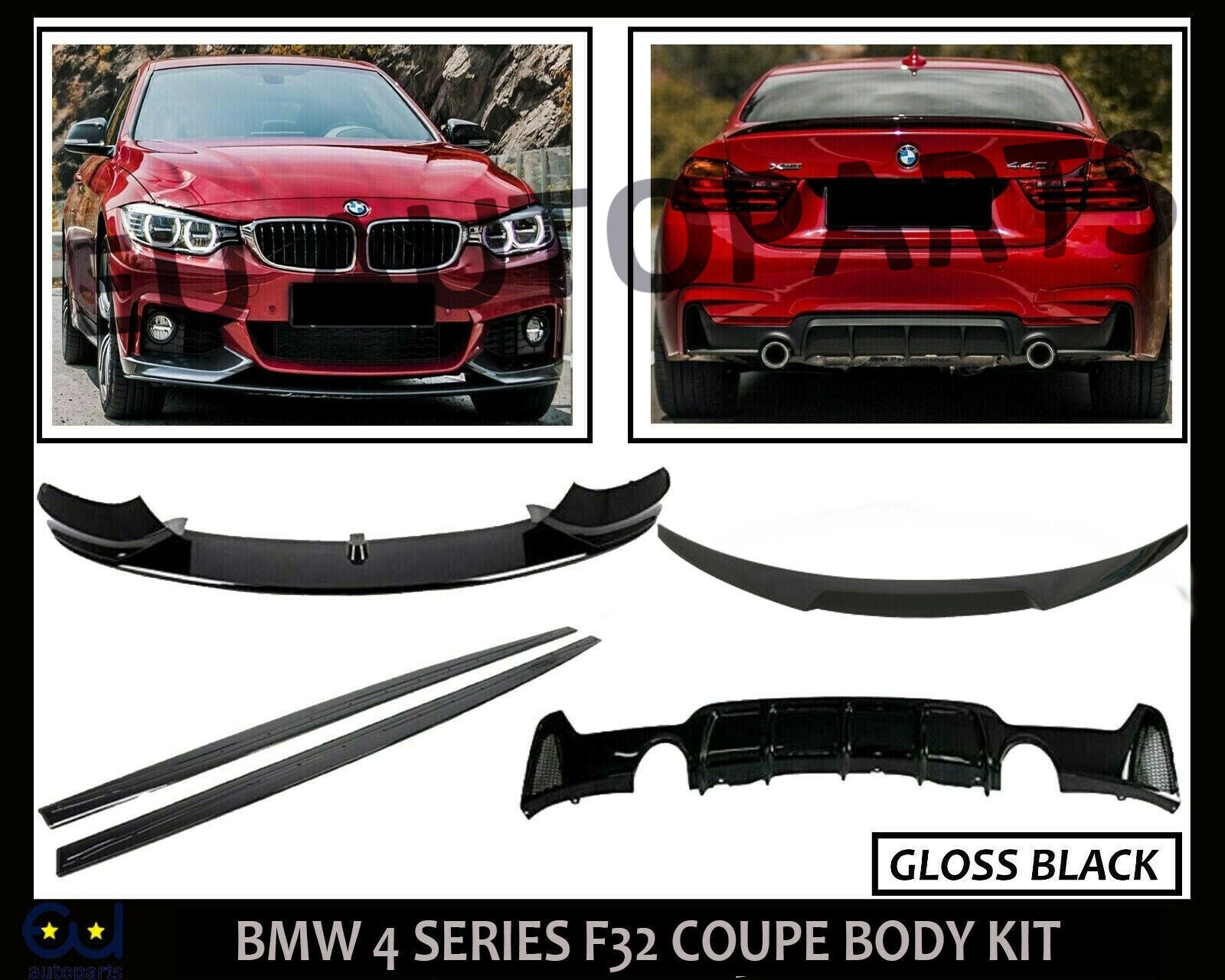 FOR BMW F32 4 SERIES BODY KIT FRONT LIP SIDE SKIRT REAR SPOILER DIFFUS