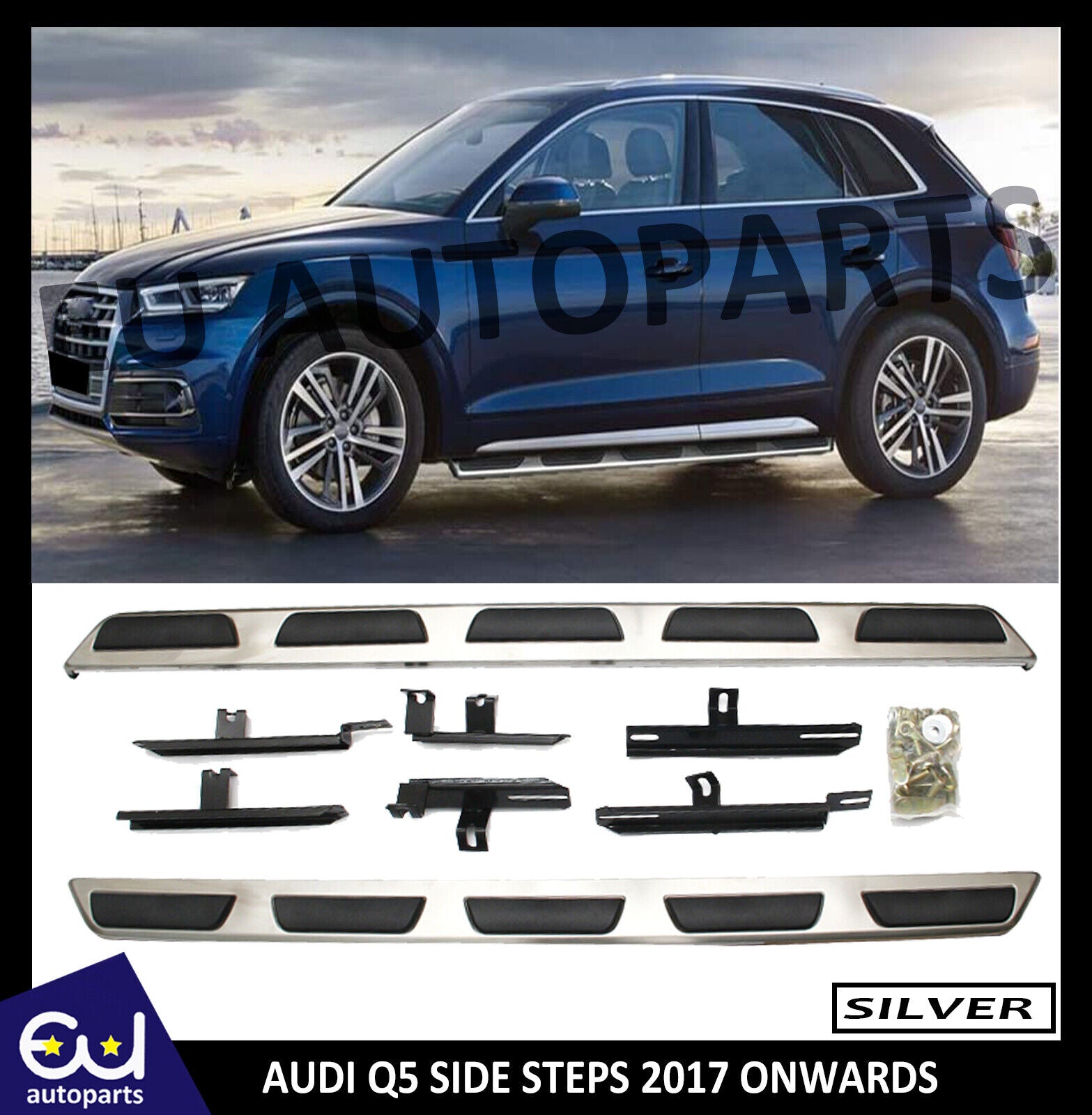 FOR AUDI Q5 SIDE STEPS RUNNING BOARDS STYLE 2017 ONWARDS FY NEW STAINL