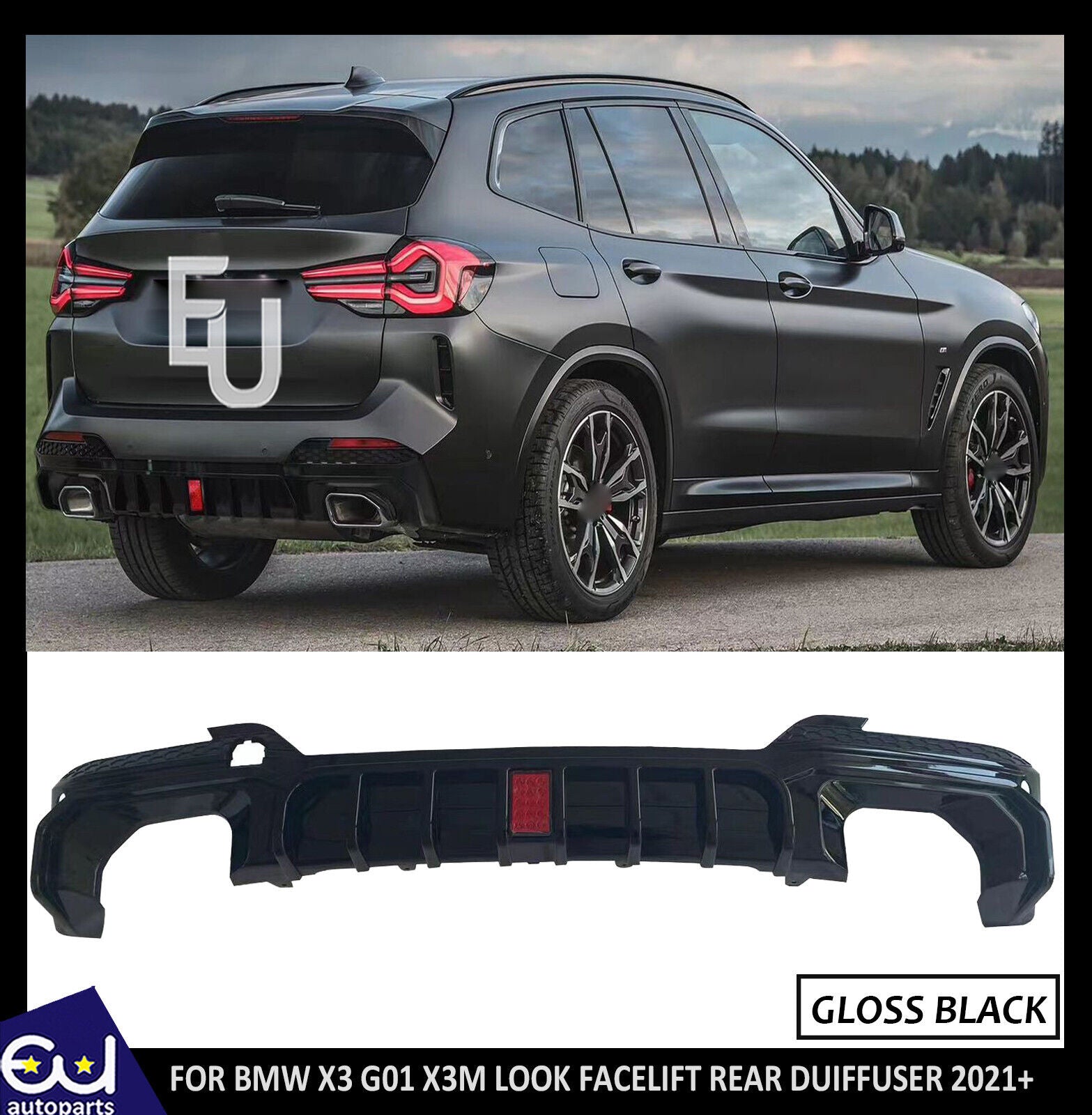 FOR BMW X3 G01 X4 G02 X3M X4M LOOK M SPORT REAR BUMPER DIFFUSER LIP FA