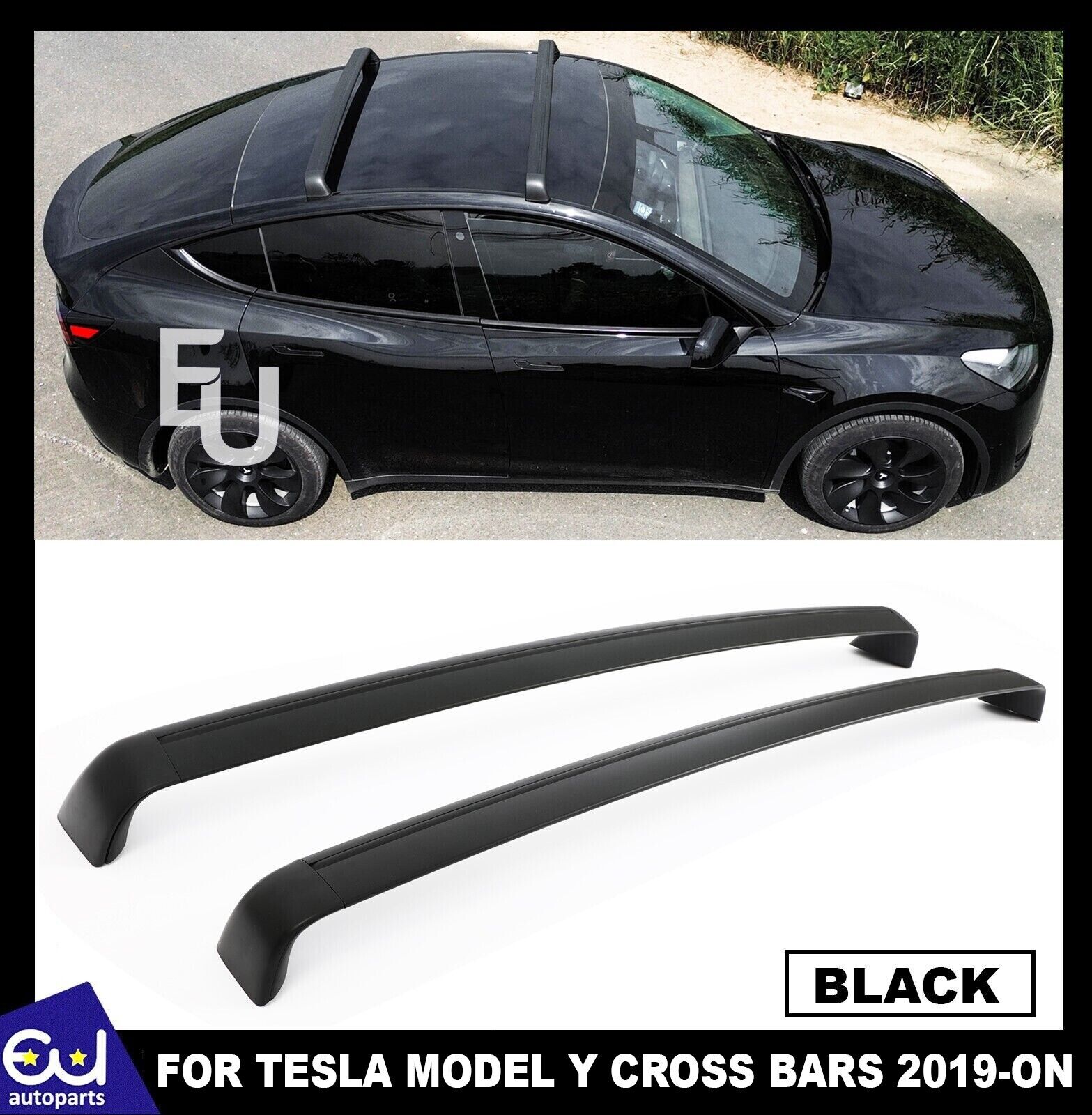 FOR TESLA MODEL Y ALUMINUM BLACK LUGGAGE ROOF CROSS RAILS BARS RACK 10