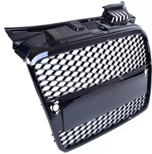 FOR AUDI A4 B7 04-07 RS RS4 STYLE GLOSS BLACK HONEYCOMB RADIATOR BUMPE