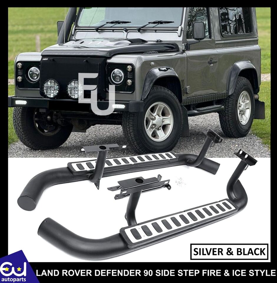 FOR LAND ROVER DEFENDER 90 L316 SIDE STEP RUNNING BOARDS FIRE AND ICE